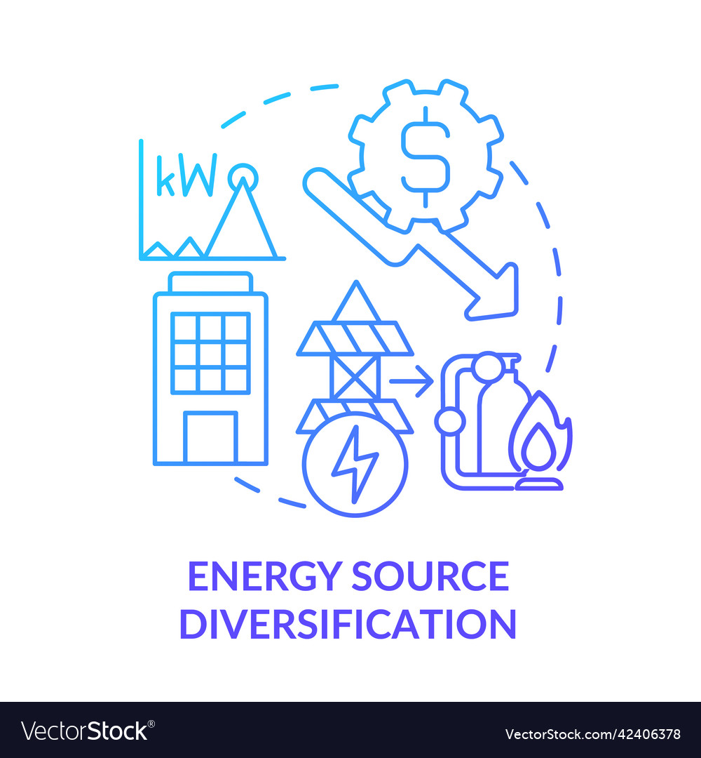 Energy source diversification blue gradient Vector Image