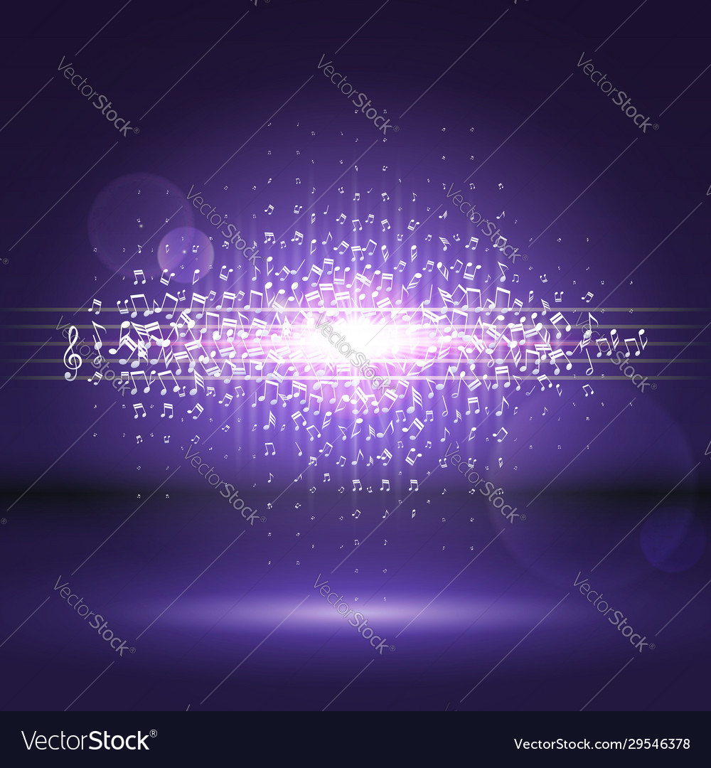 Exploding party music wave made notes Royalty Free Vector