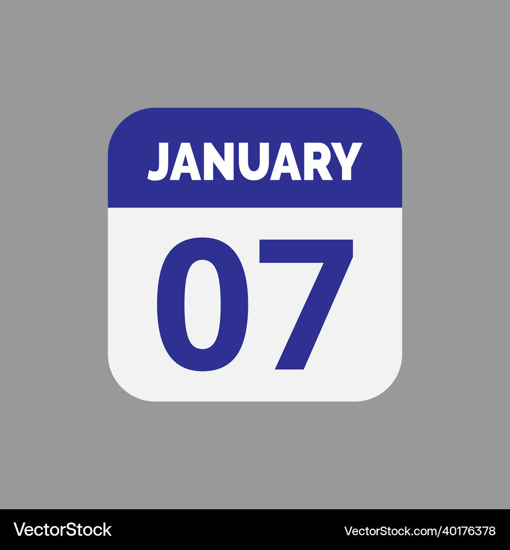 Flat january 7 calendar icon stock Royalty Free Vector Image