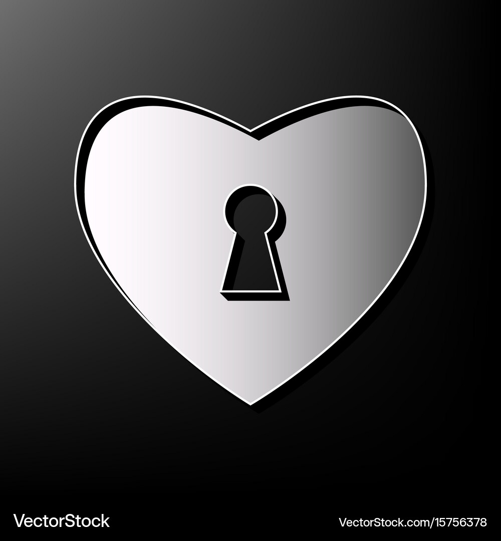 Heart with lock sign gray 3d printed icon Vector Image