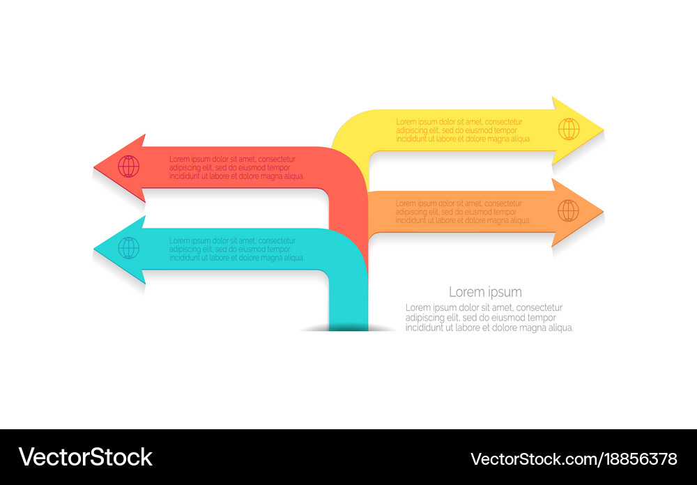Infographic bent arrows pointing directions Vector Image