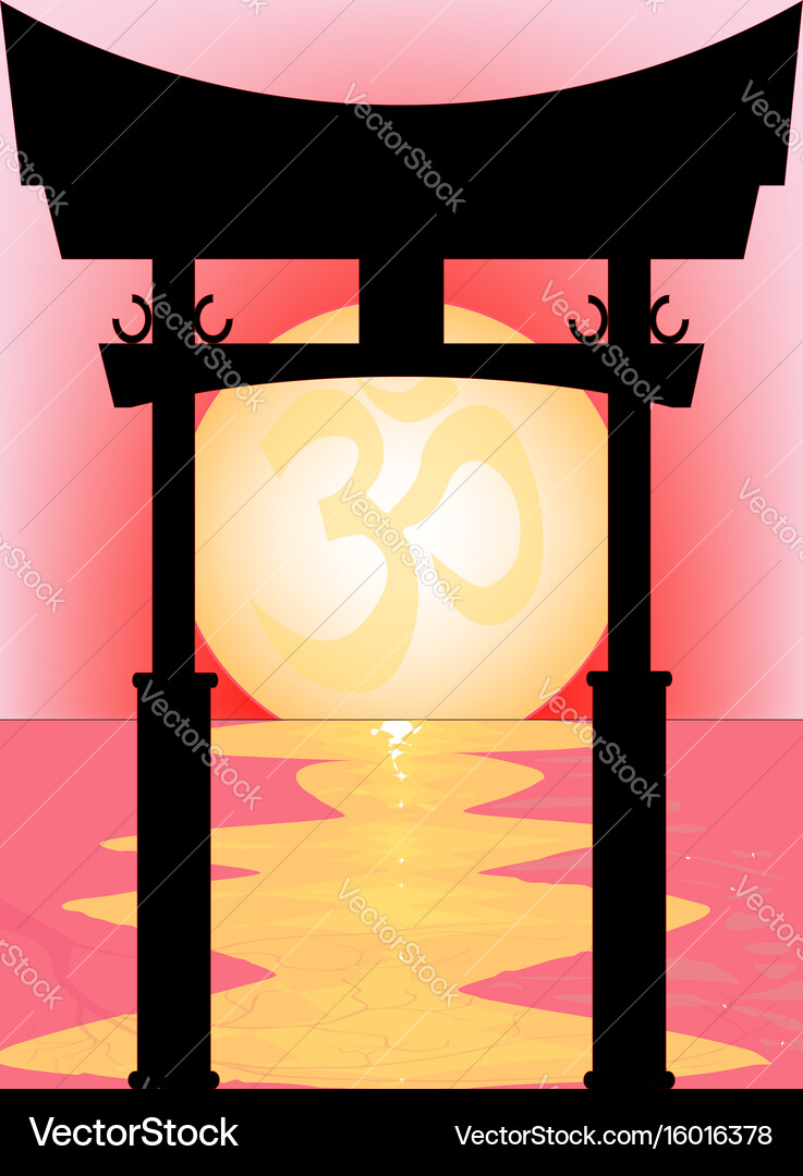 Japanese tori gate sunset Royalty Free Vector Image