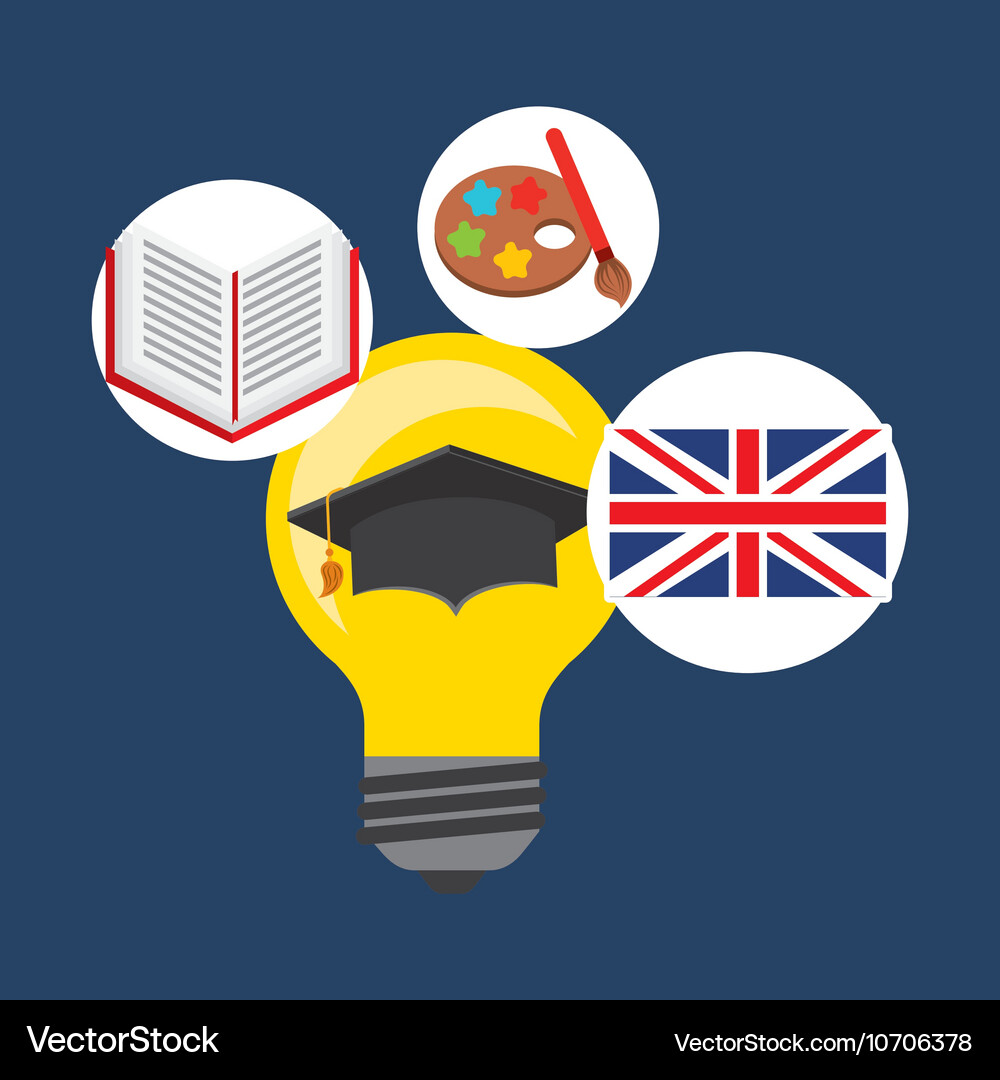 Learn english education icons Royalty Free Vector Image