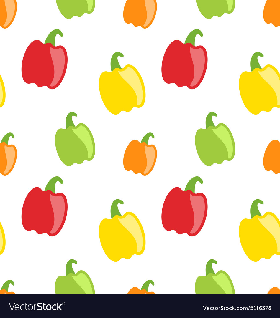 Seamless Pattern With Colorful Bell Peppers Vector Image