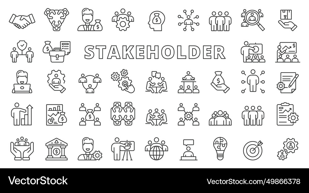 Stakeholder icon line design business partner Vector Image