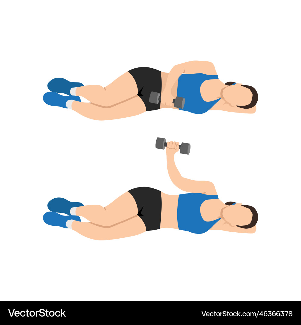 Woman doing laying dumbbell external shoulder Vector Image