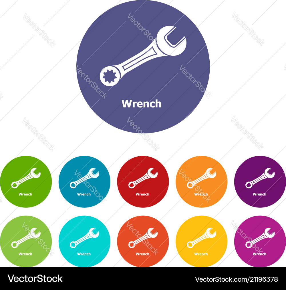 Wrench icons set color Royalty Free Vector Image