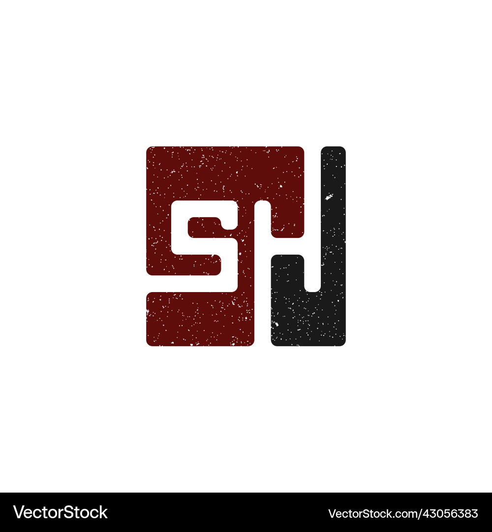Abstract initial letter sh logo in red and black Vector Image