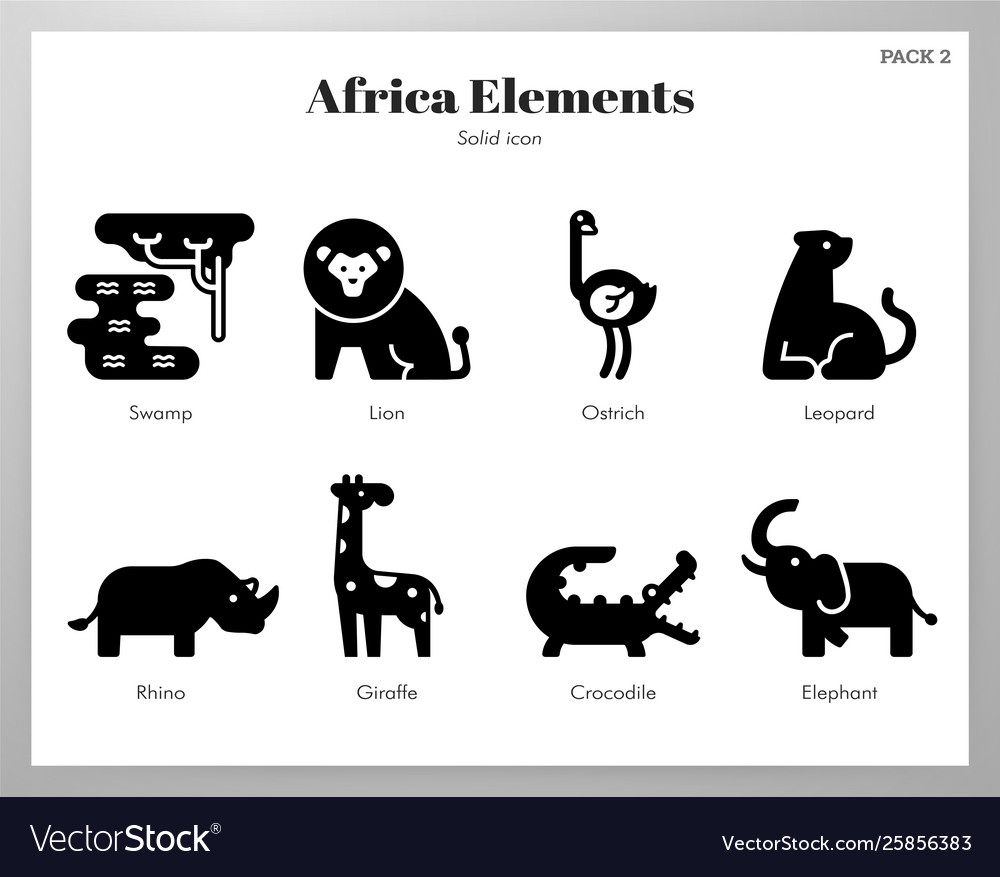Africa elements solid pack Royalty Free Vector Image