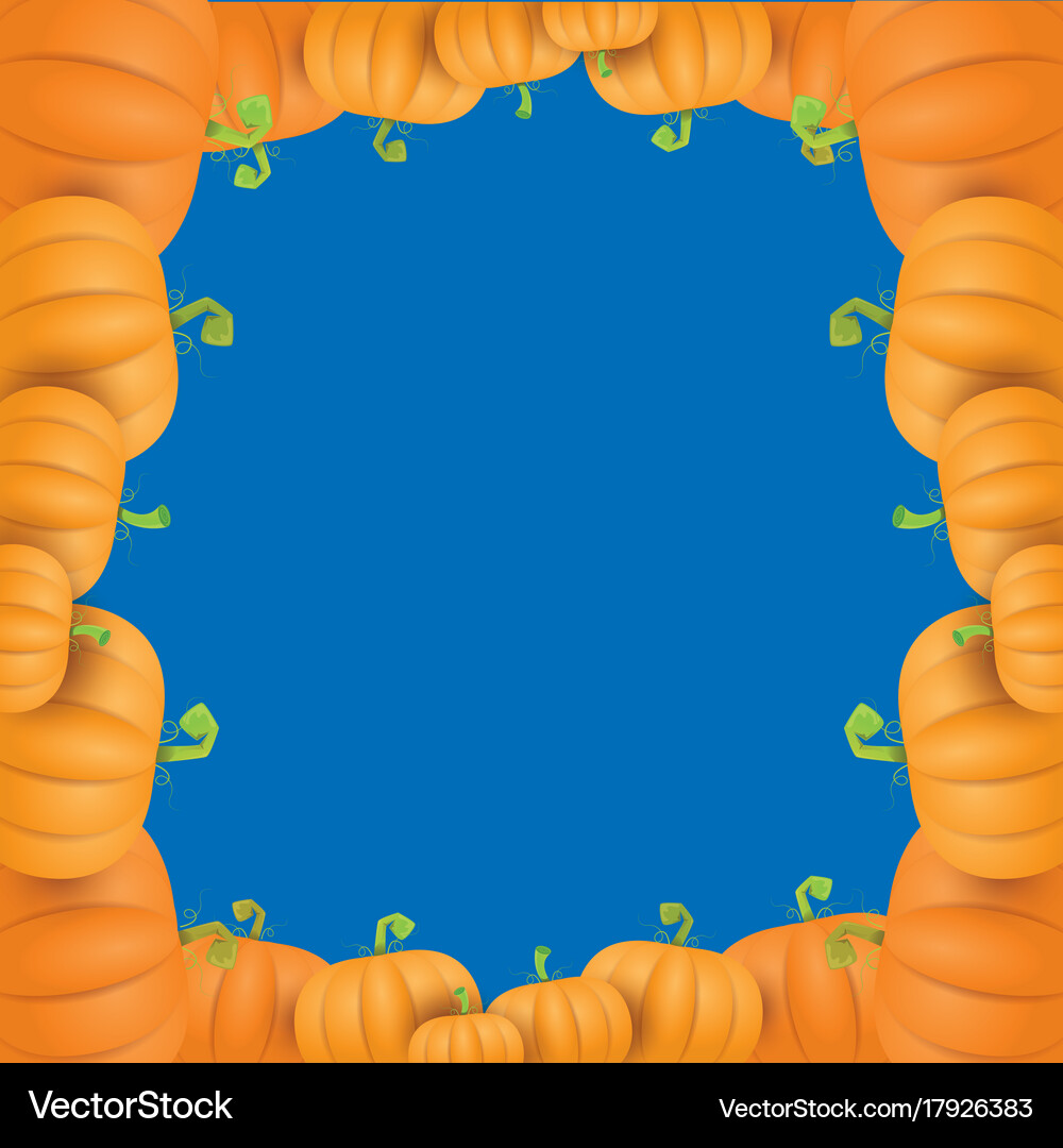 Autumn orange pumpkins border design Royalty Free Vector