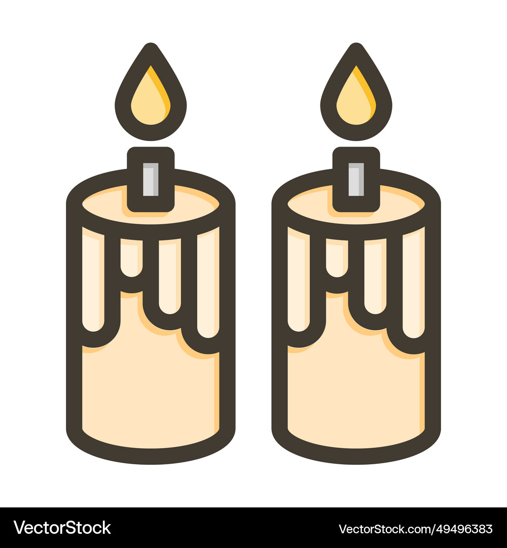Candles thick line filled colors icon Royalty Free Vector