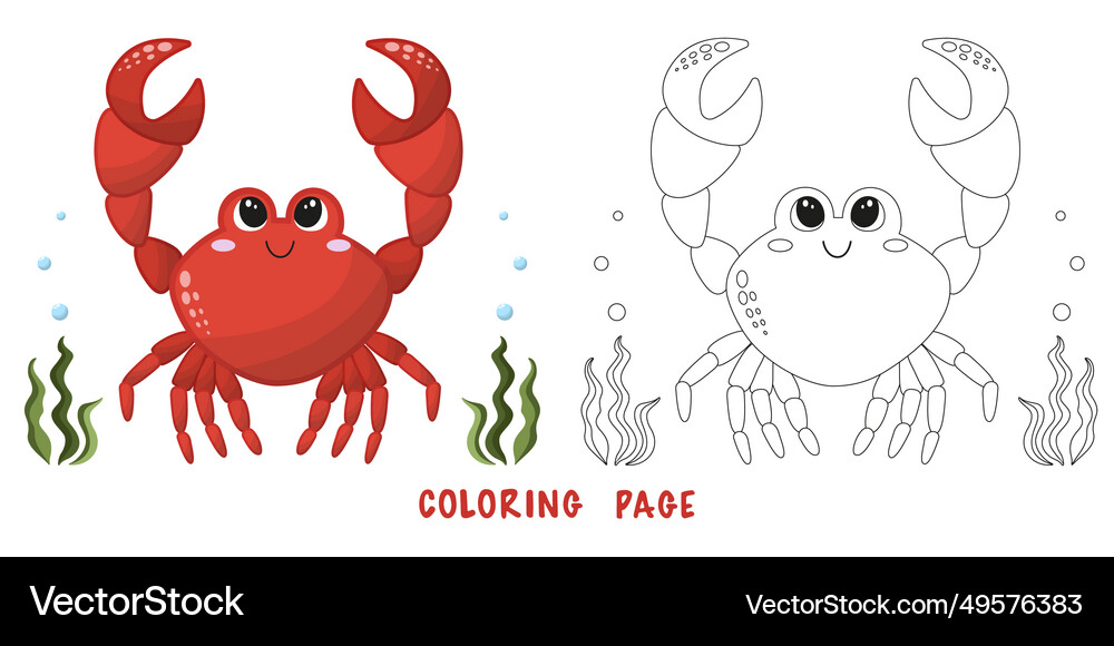 Coloring page of crab Royalty Free Vector Image