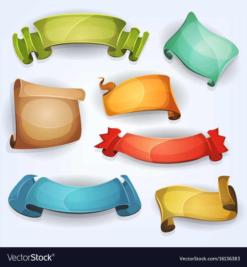 Comic banners and parchment scrolls for ui game Vector Image