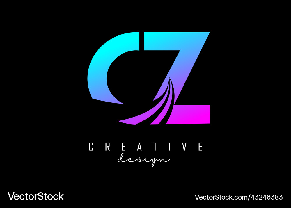 Creative colorful letters cz c z logo Royalty Free Vector