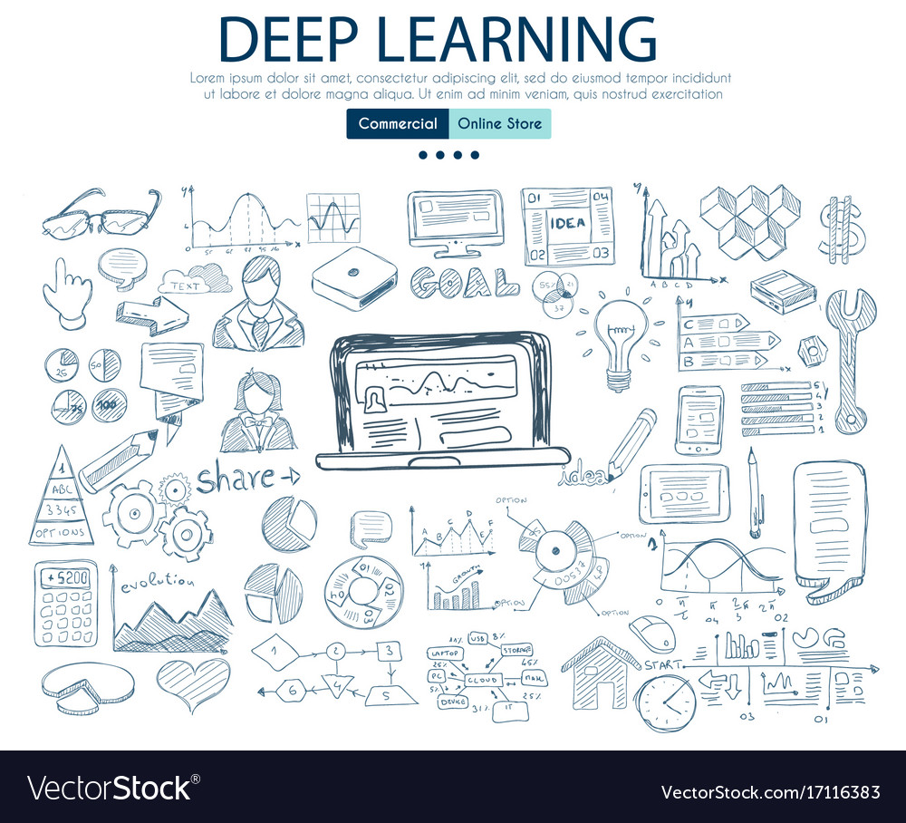 Deep learning concept with business doodle design Vector Image
