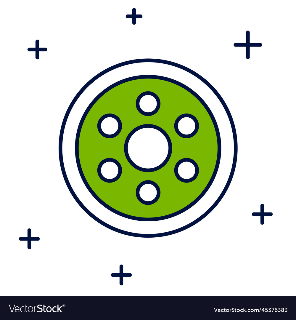 Filled outline alloy wheel for a car icon isolated