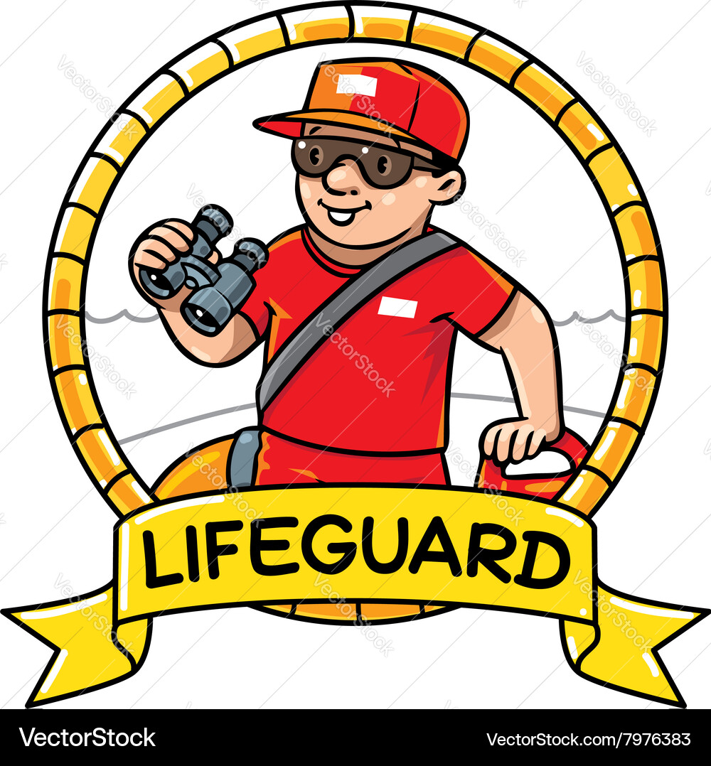 Funny lifeguard Emblem Profession ABC series Vector Image