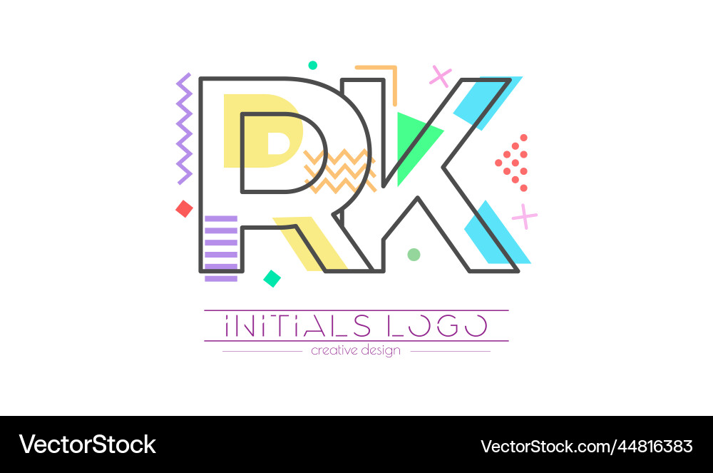 Letters r and k merging of two initials Royalty Free Vector
