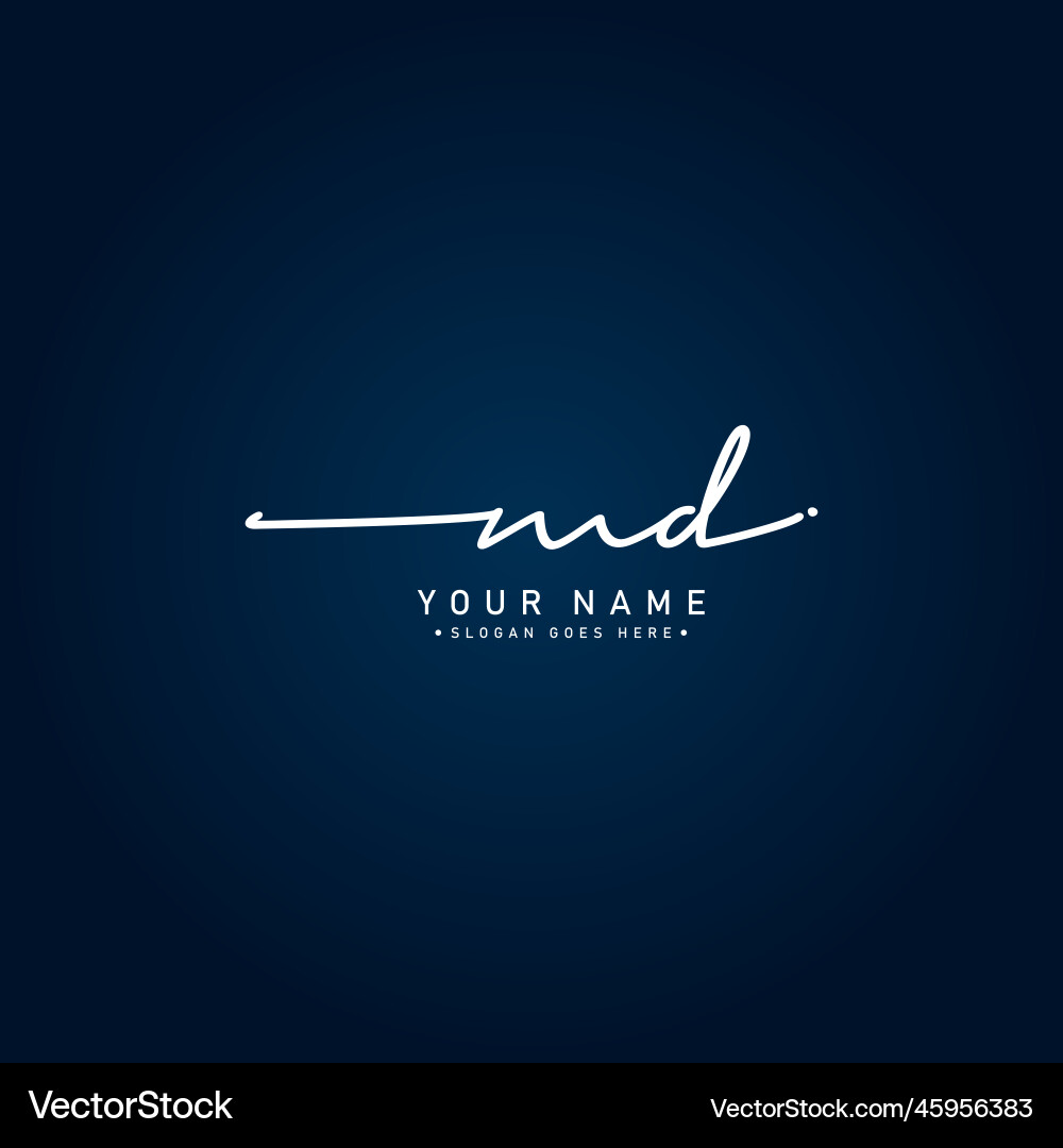 Md handwritten signature logo - template Vector Image