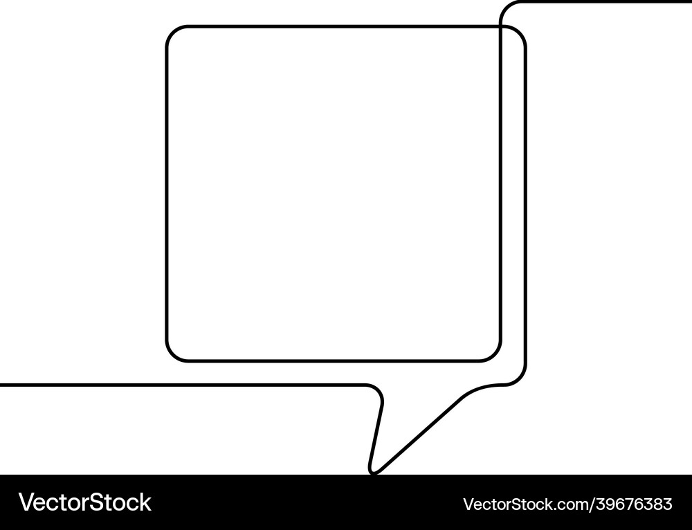 One line drawing of square speech bubble Vector Image