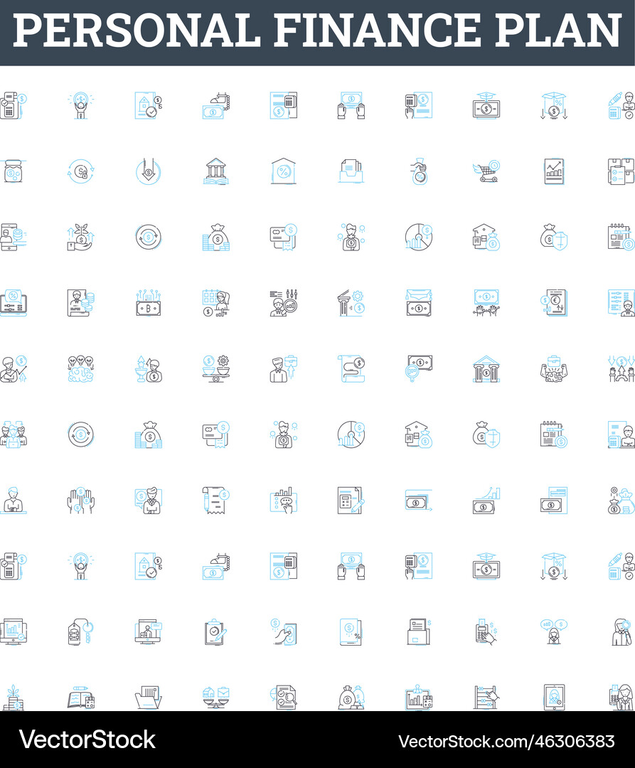 Personal finance plan line icons set Royalty Free Vector