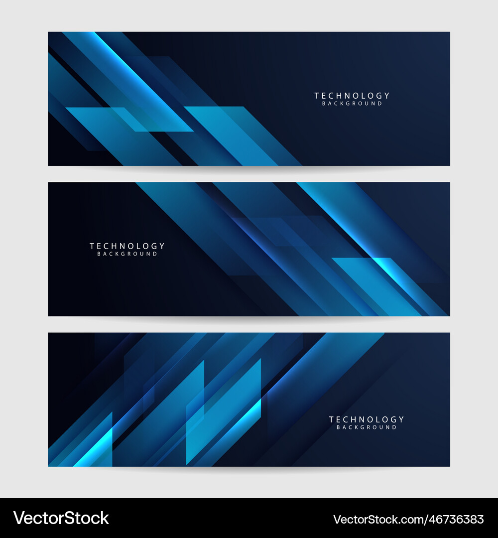 Set of blue futuristic science technology network Vector Image