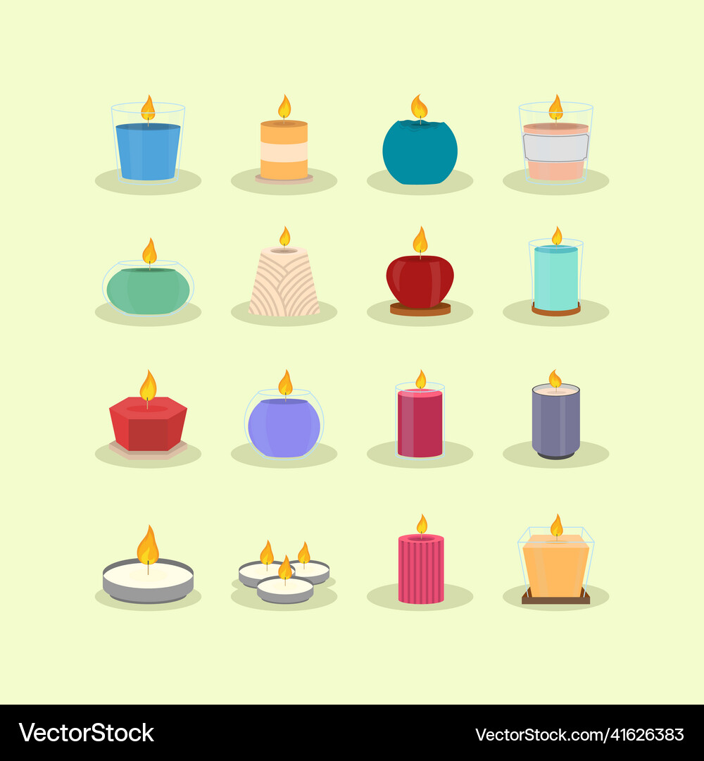 Set of burning candles Royalty Free Vector Image