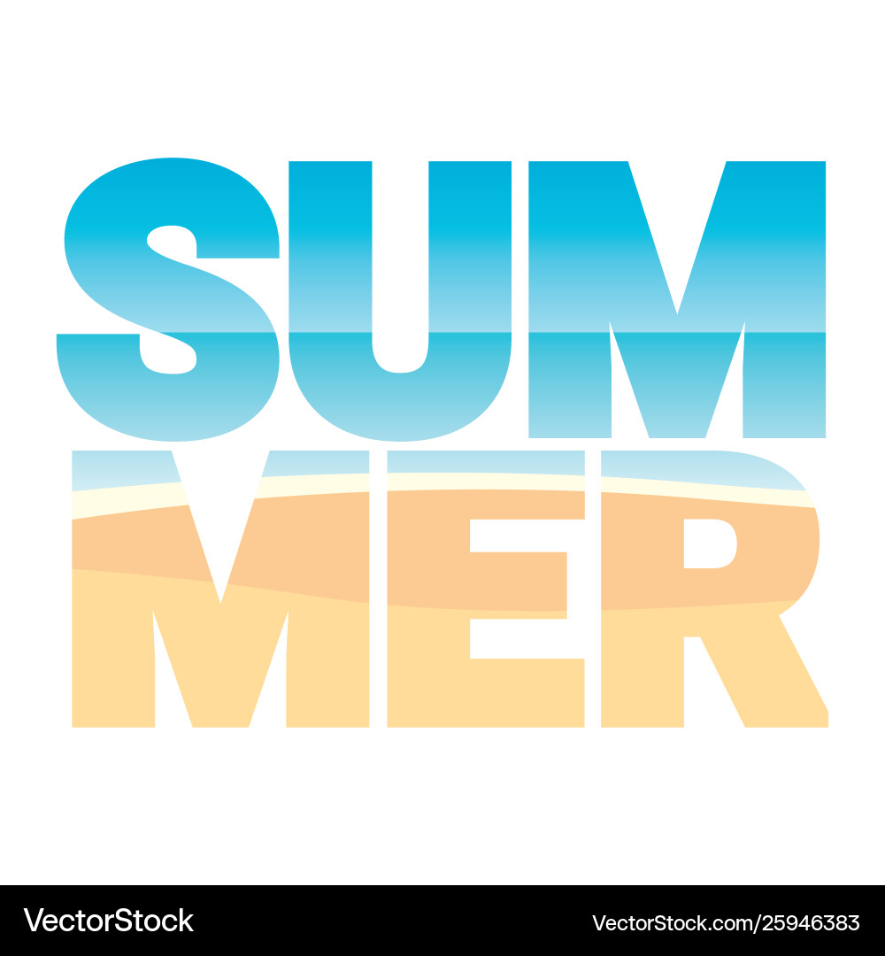 Word summer stuffed with beach landscape Vector Image