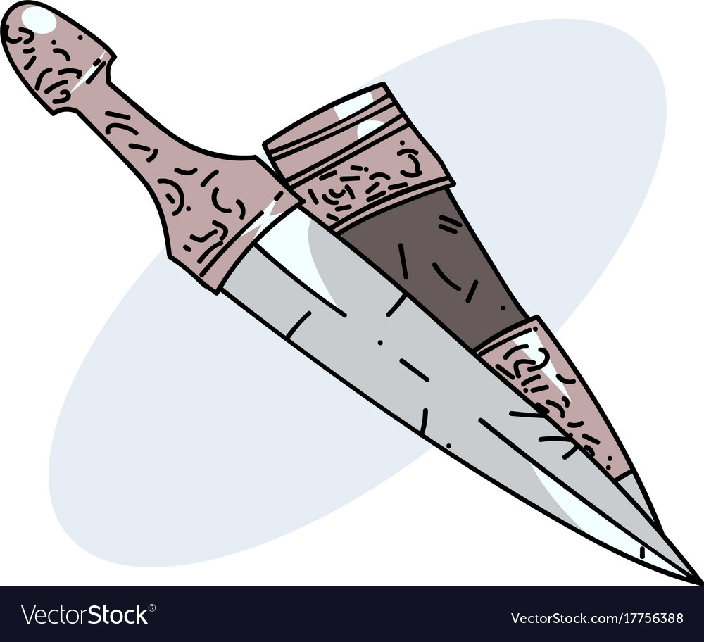 Ancient silver dagger Royalty Free Vector Image