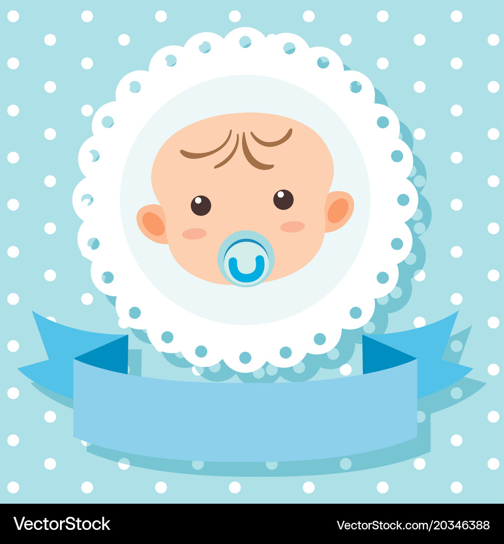Banner template with baby in blue Royalty Free Vector Image