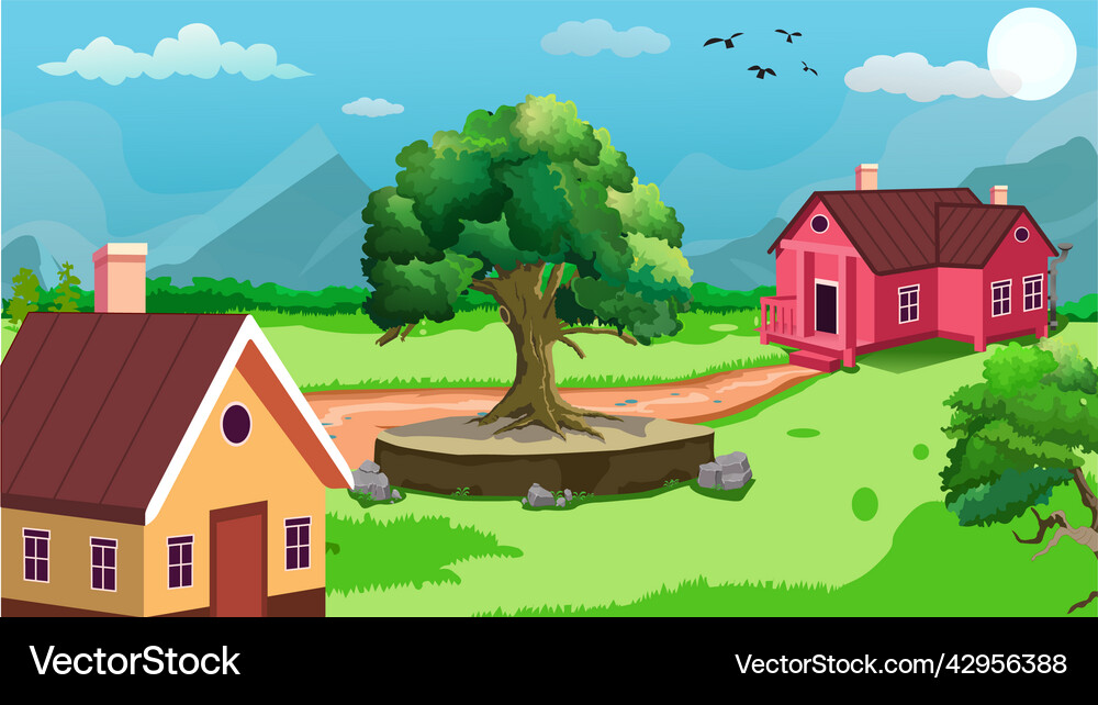 Beautiful town cartoon background Royalty Free Vector Image