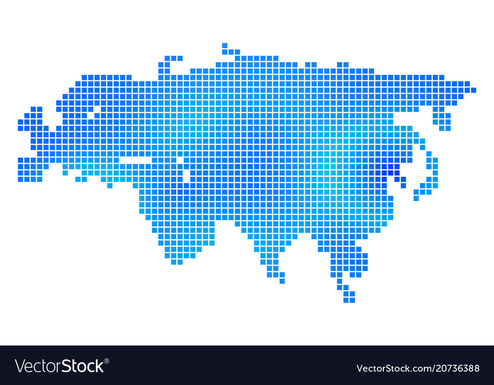Blue dot eurasia map Royalty Free Vector Image