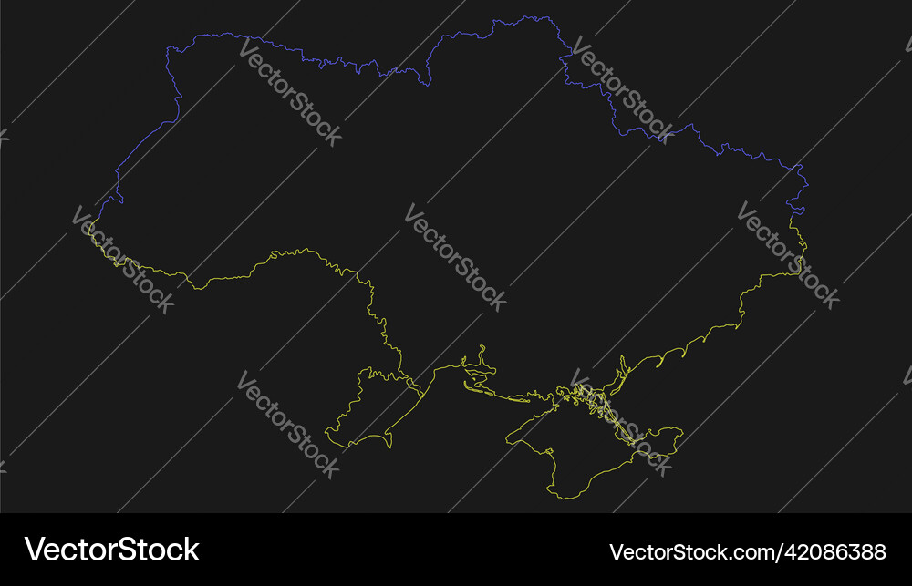 Blue yellow simple outline ukraine map Royalty Free Vector