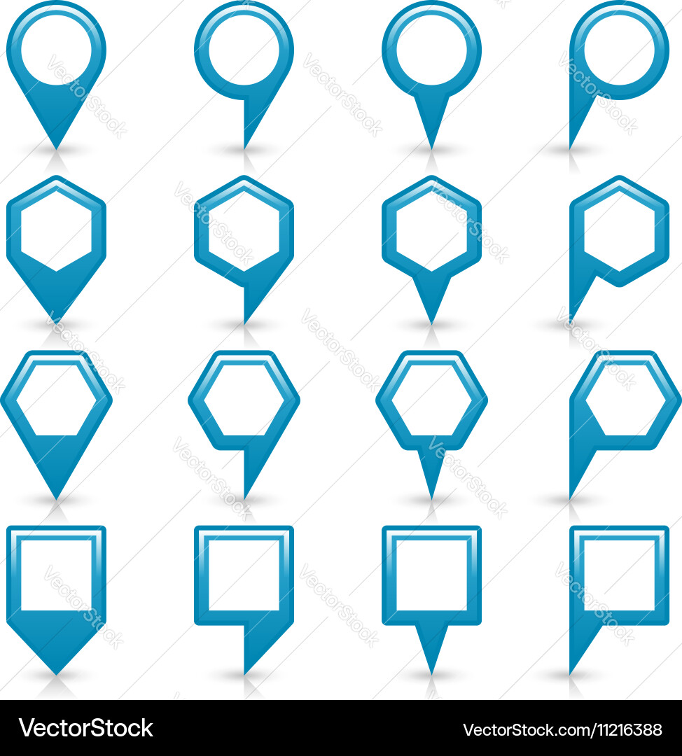 Flat blue color map pin sign location icon Vector Image