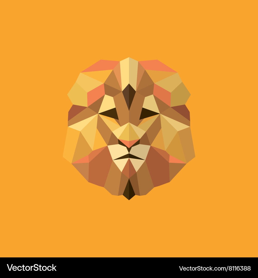 Lion golden orange mane low poly style modern Vector Image