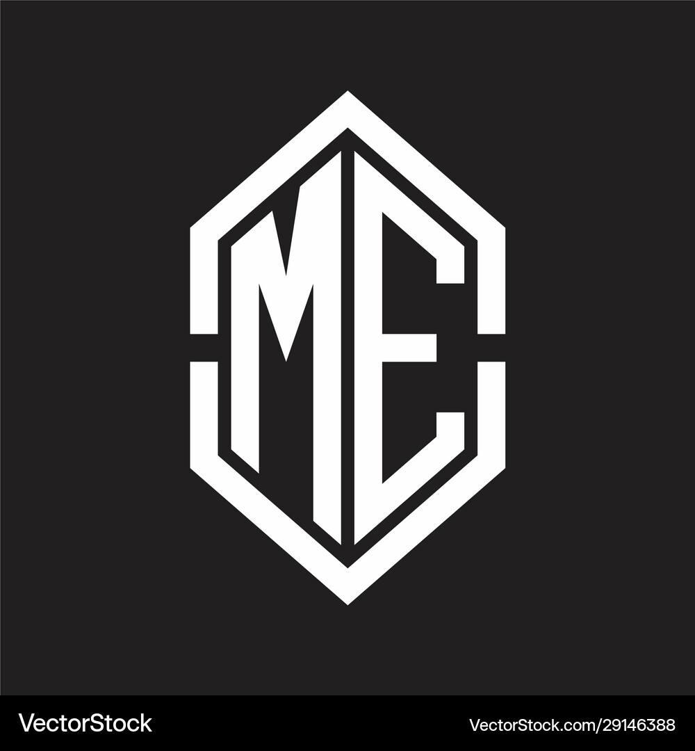 Me logo monogram with hexagon shape and outline Vector Image