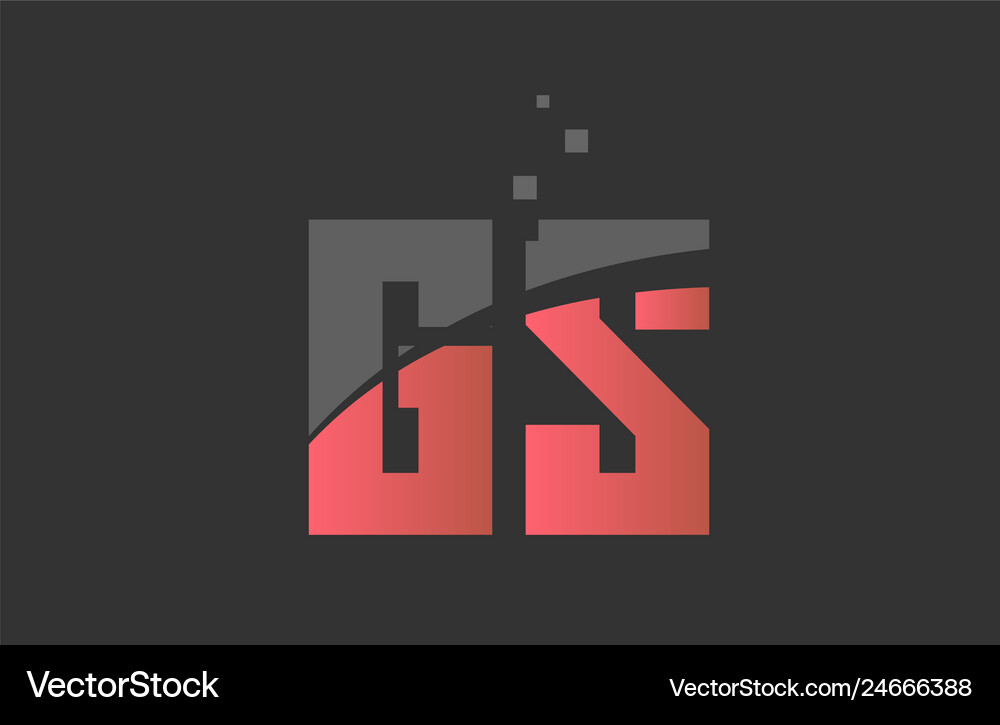 Orange grey alphabet letter combination gs g s Vector Image