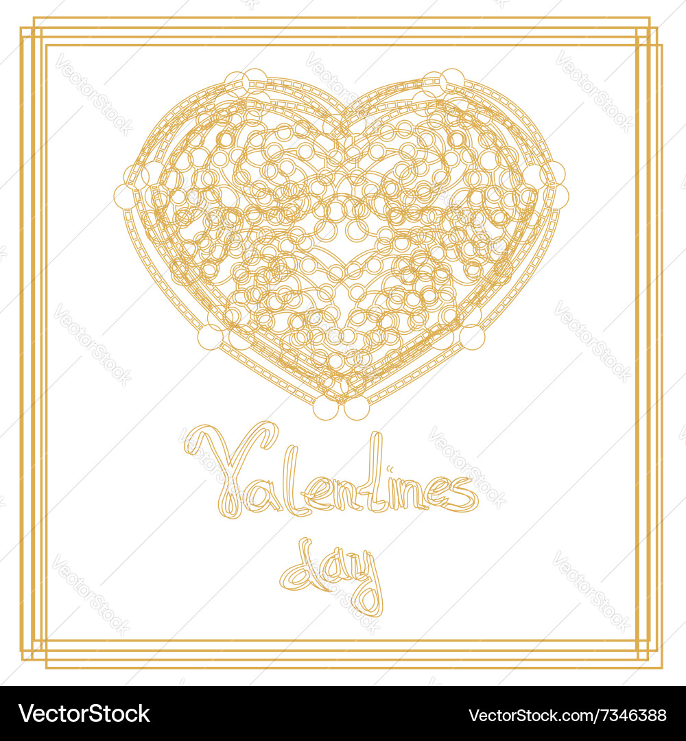 Outline golden heart shape with copy space Vector Image