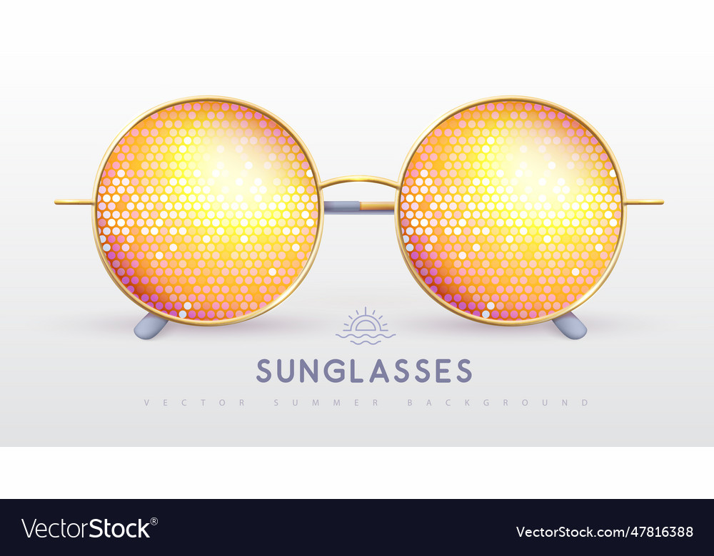 Round shaped sunglasses with disco texture Vector Image