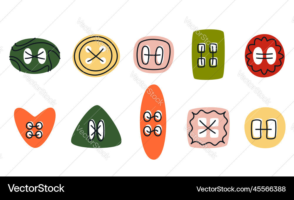 Set of different buttons in doodle style Vector Image