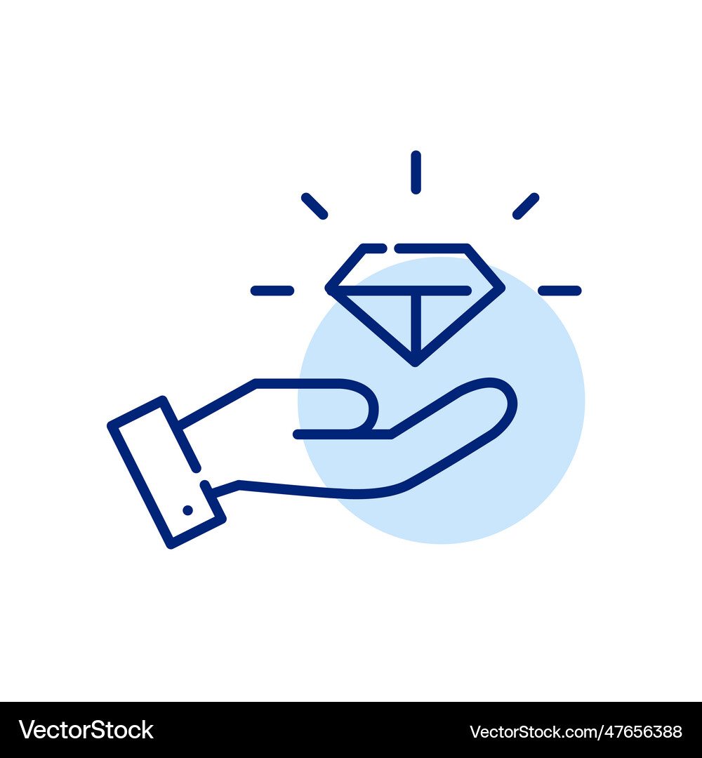 Sparkling diamond in hand premium quality service Vector Image