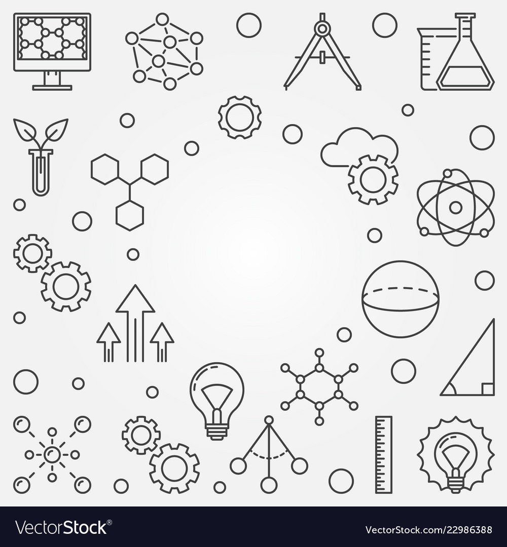 Stem square frame education outline Royalty Free Vector