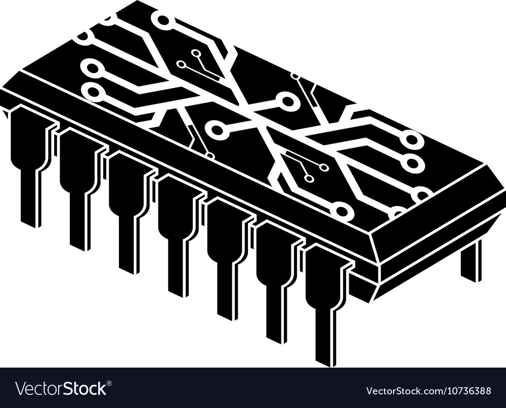 Stencil chip with electronic pattern Royalty Free Vector