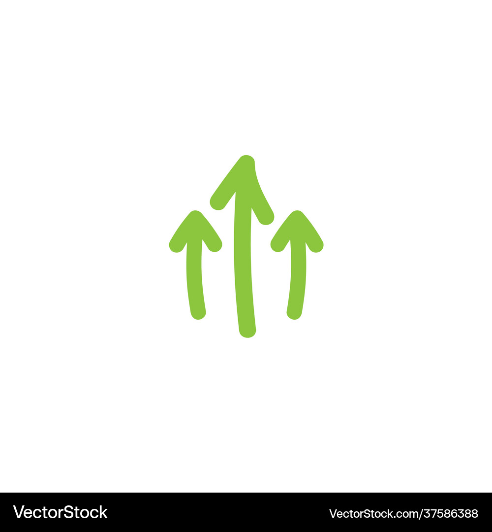 Three green hand drawn arrows up icon isolated Vector Image