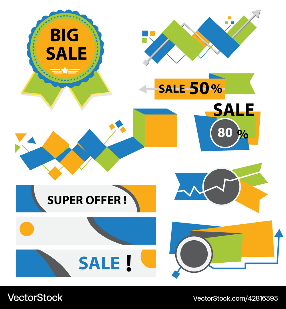 Banners and price tags with decorations Royalty Free Vector
