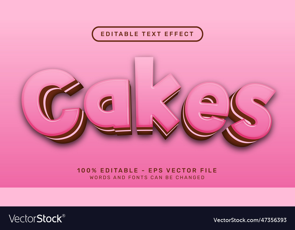 Cake 3d text effect and editable text effect Vector Image