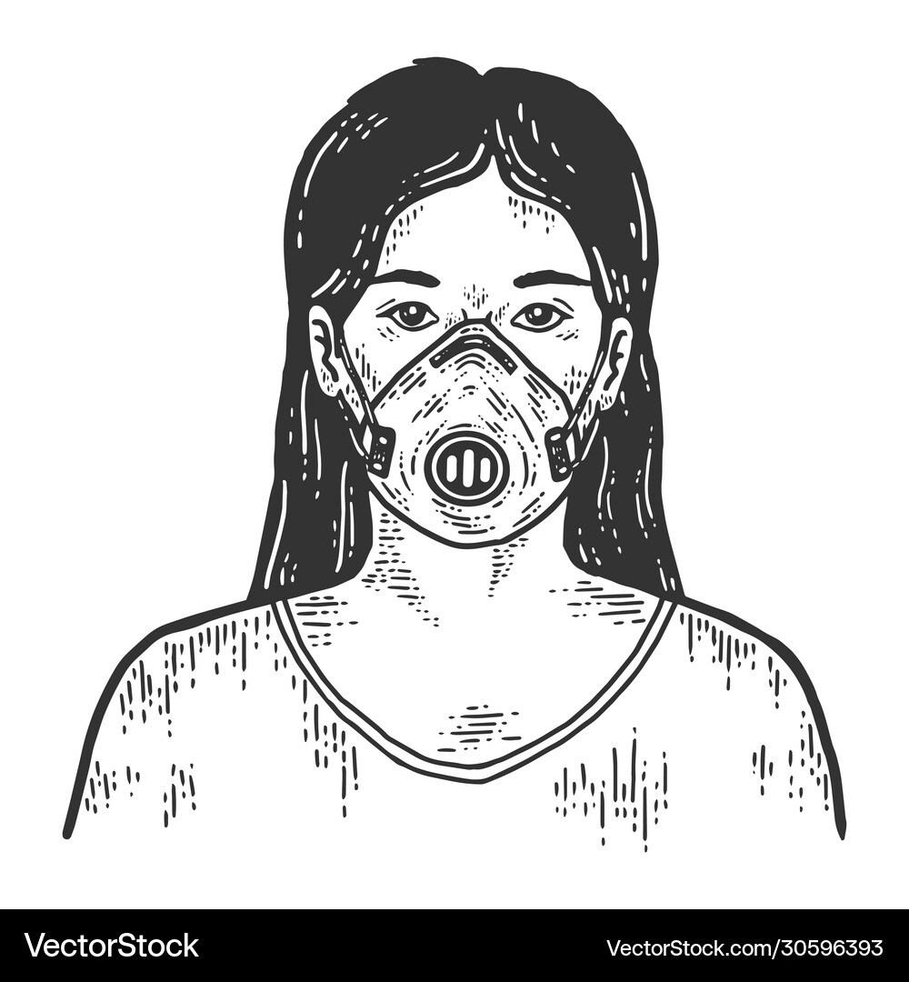 Example a girl in surgical mask sketch scratch Vector Image