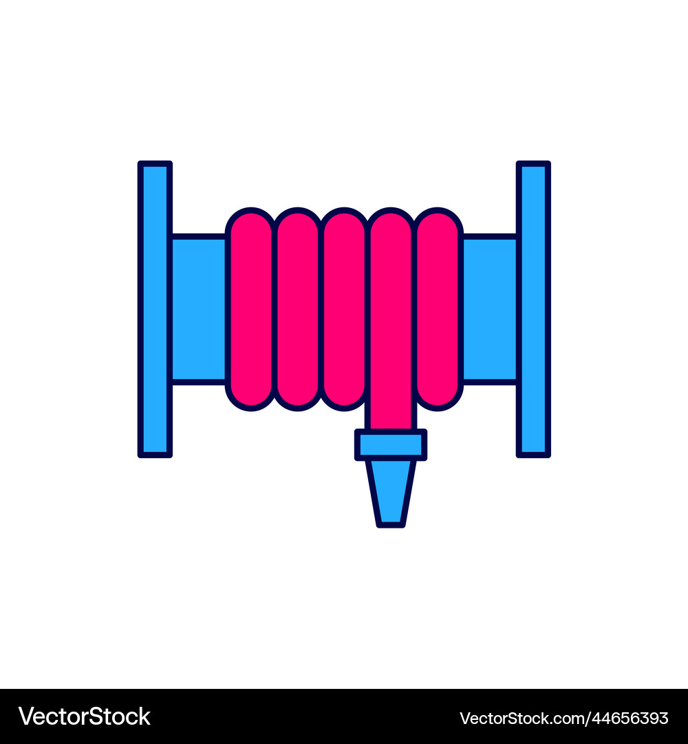 Filled outline fire hose reel icon isolated Vector Image
