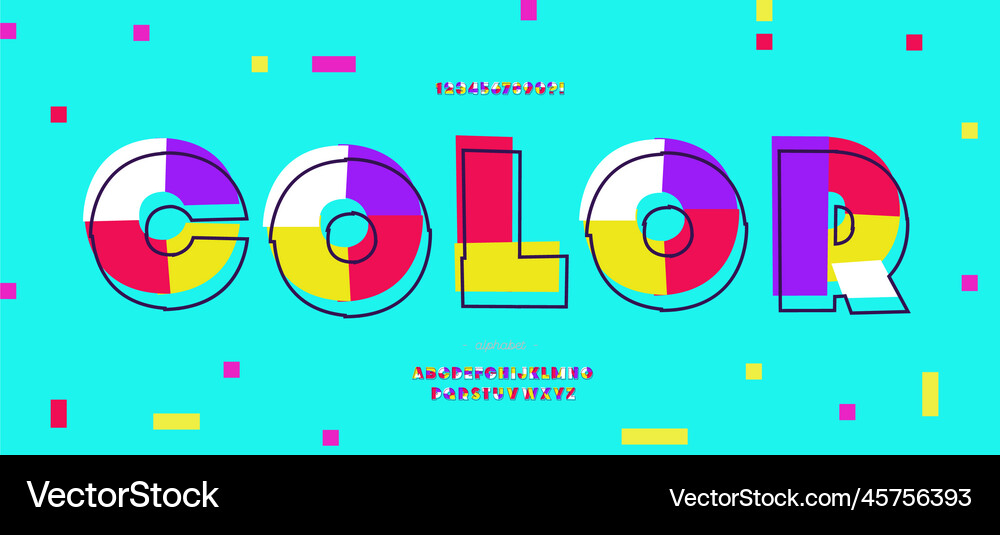 Font color colorful style modern typography Vector Image