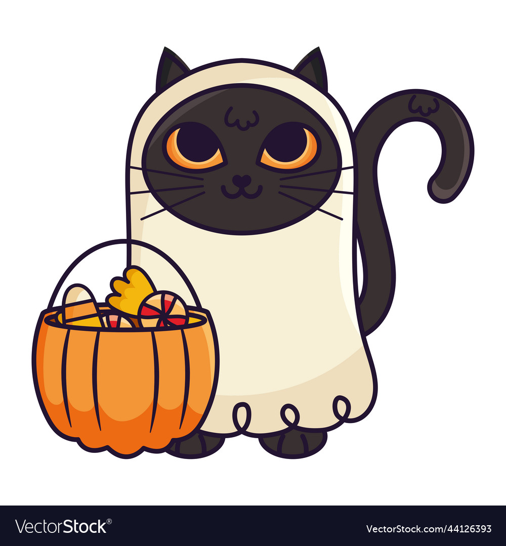 Halloween ghost cat Royalty Free Vector Image - VectorStock